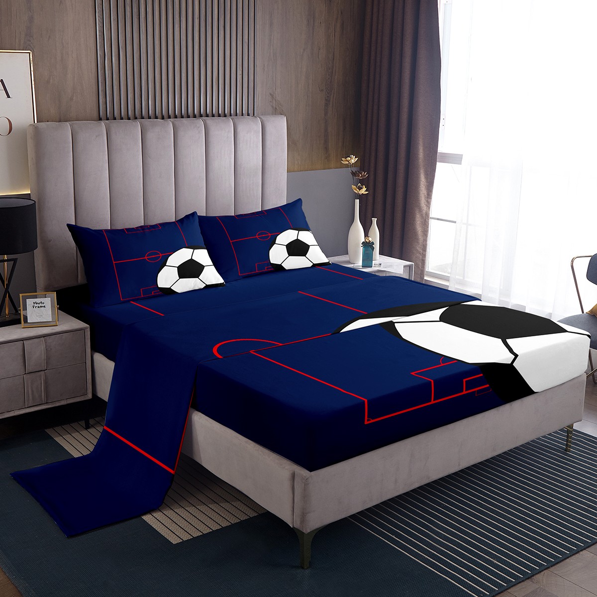 Football Bedding Set Twin Size Soccer Bed Sheets Set Teens,Sports Theme ...