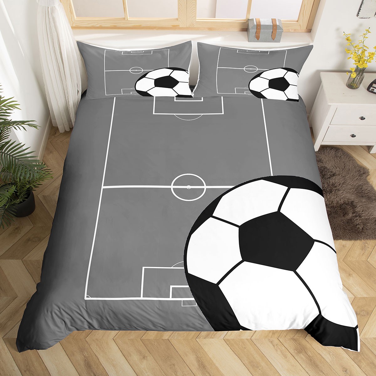 Football Bedding Set Twin Size Soccer Duvet Cover Teens,Sports Theme ...