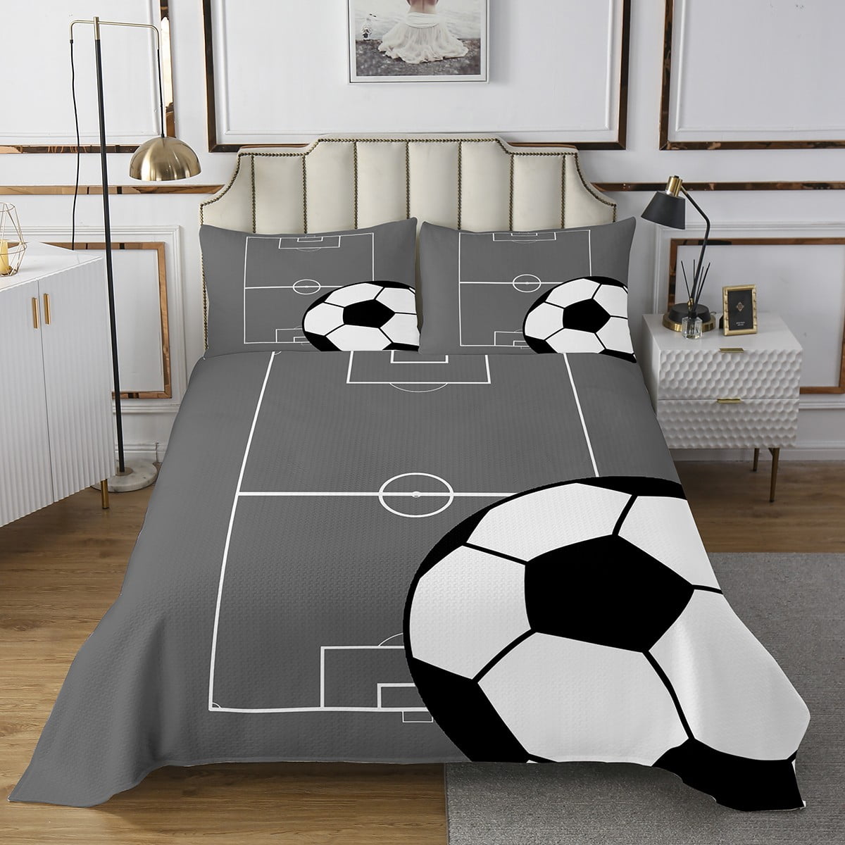 Football Bedding Set Twin Size Soccer Quilt Set Teens,Sports Theme ...