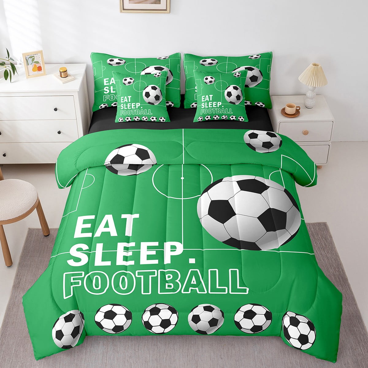 Football Bedding Sets Queen Size 7 Piece Sports Comforter Ser for Boys ...