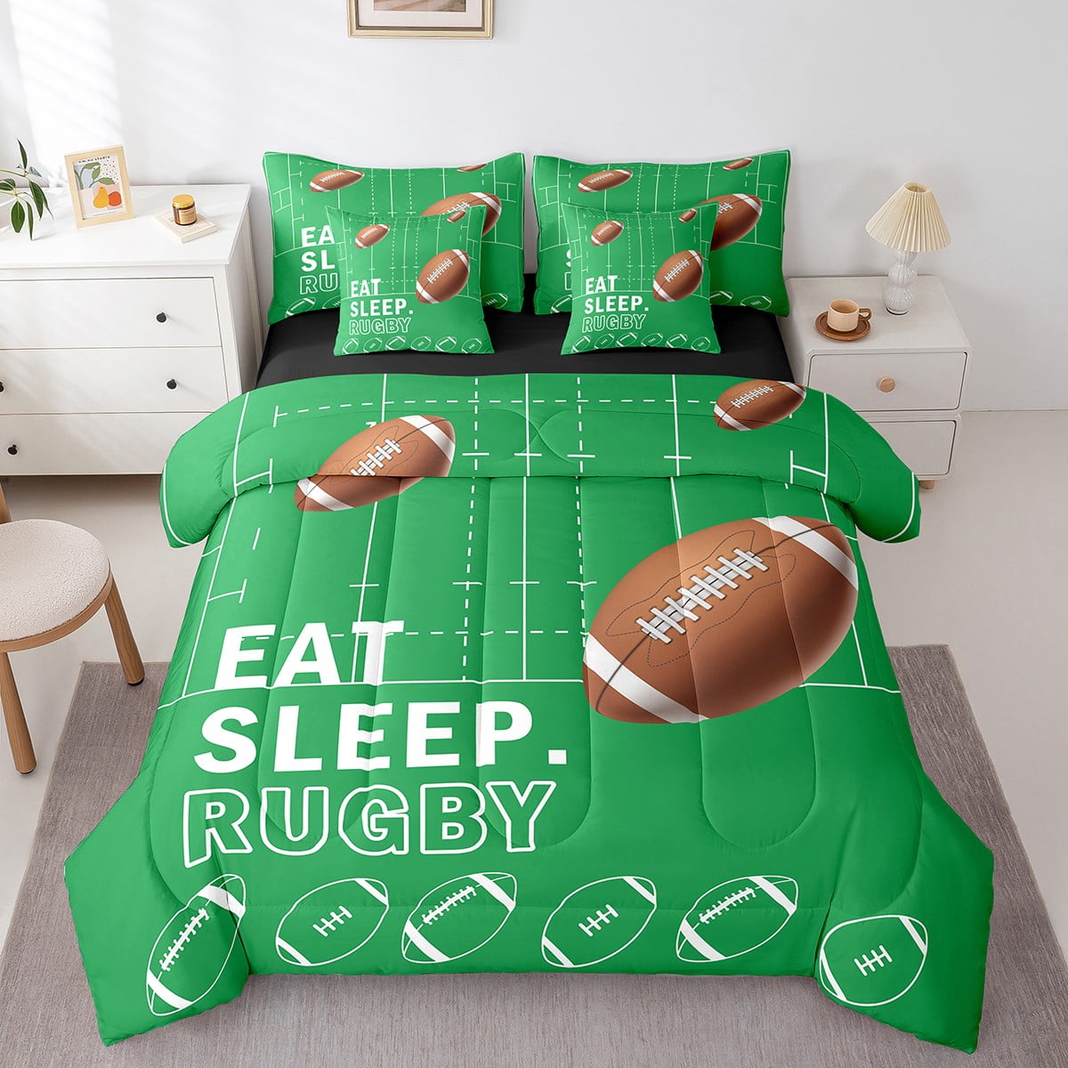 Football Bedding Sets Queen Size Sports Comforter Ser 7 Piece American ...