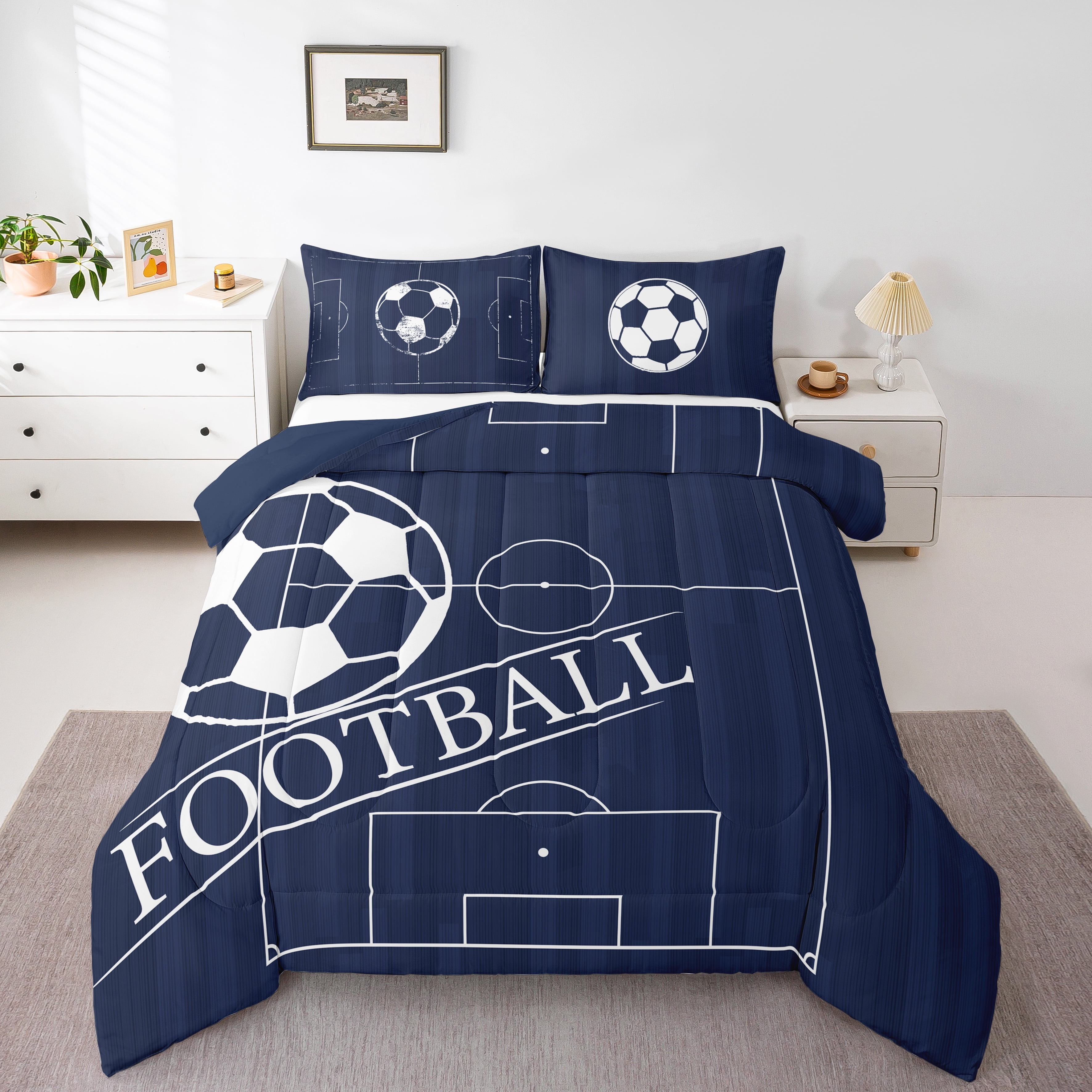Football Bedding Sports Theme Comforter Set, Ball Gamer Duvet Insert ...