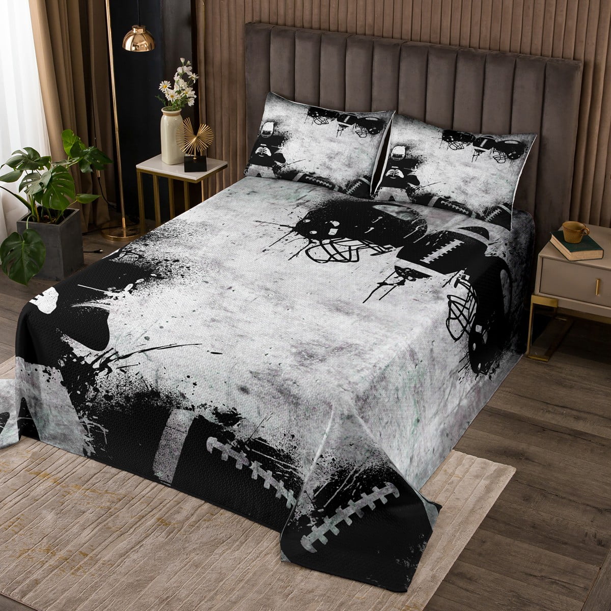 Football Bedspread Set For Kids Boys Teens, Sports Game Quilt Set Twin ...