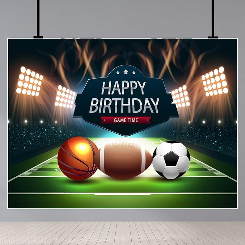 Football Birthday Backdrop Game Time Birthday Photography Backdrop Fire ...