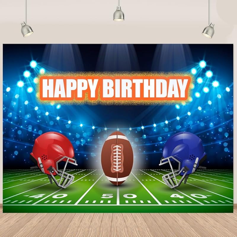 Football Birthday Backdrop Football Happy Birthday Photography Backdrop ...