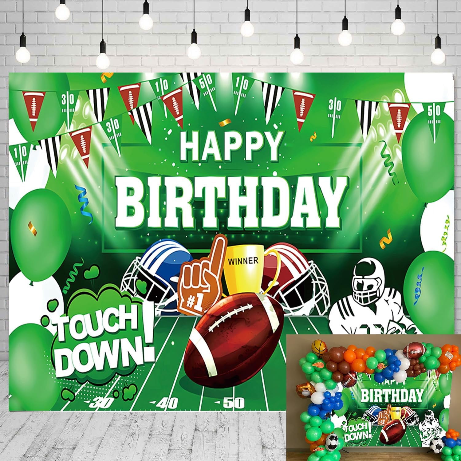 Football Birthday Backdrop for Party Decorations Large Fabric Sports ...