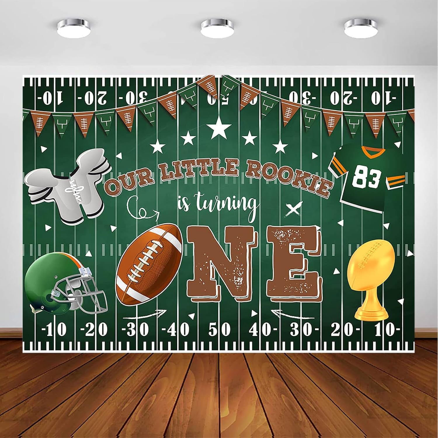 Football Birthday Decorations Little Rookie Turning One Birthday ...
