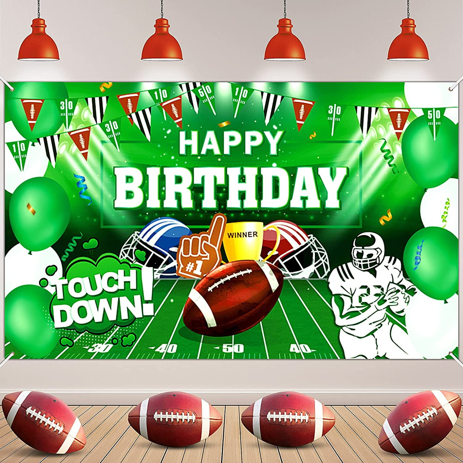 Football Birthday Party Decorations Super Game Backdrop Banner Football ...