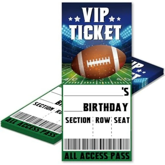 Football Birthday Party Invitations 20 Pack Rugby Football Ticket ...