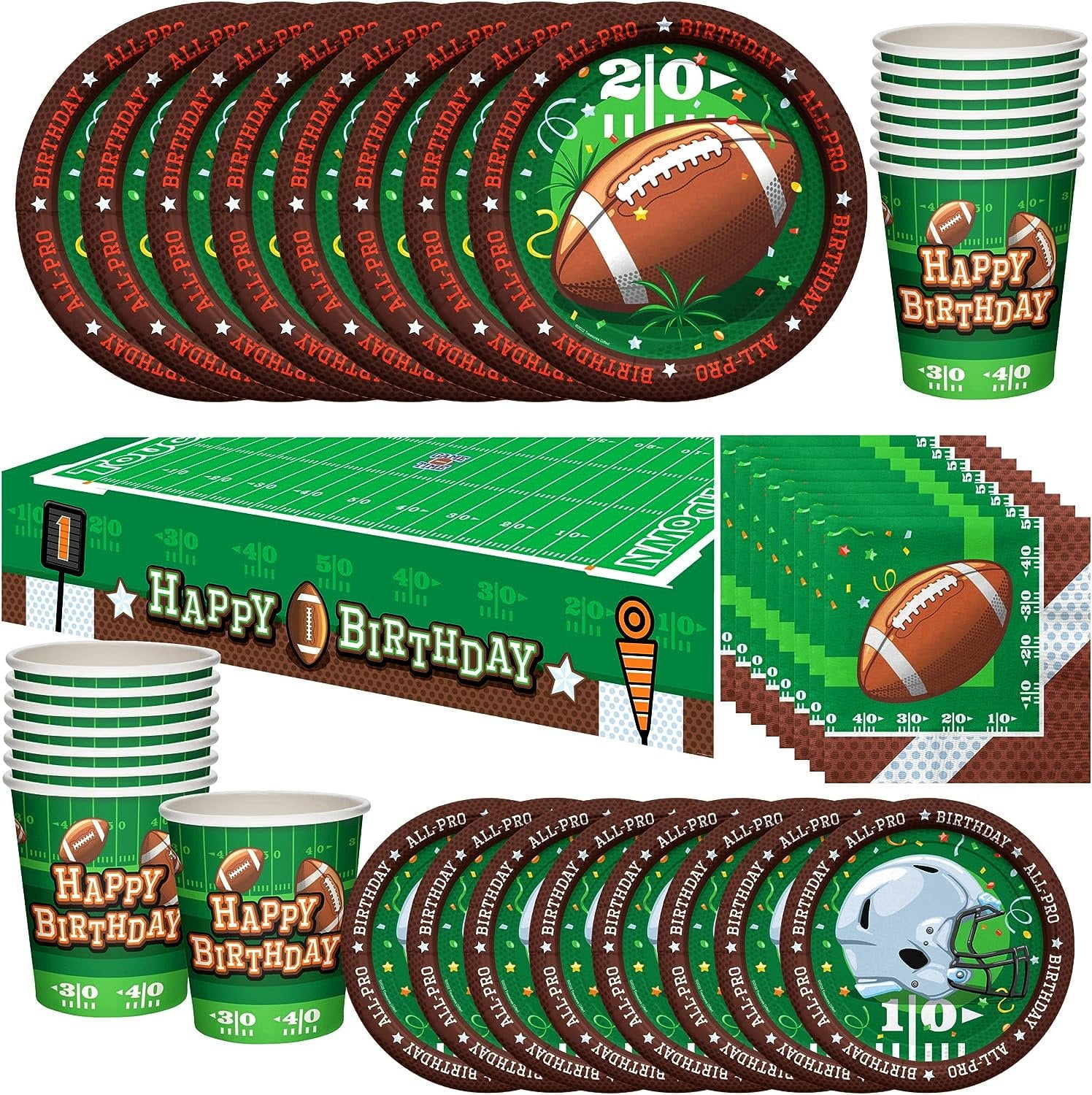 Football Birthday Party Supplies Dinnerware Deluxe Set for 16 Guests ...