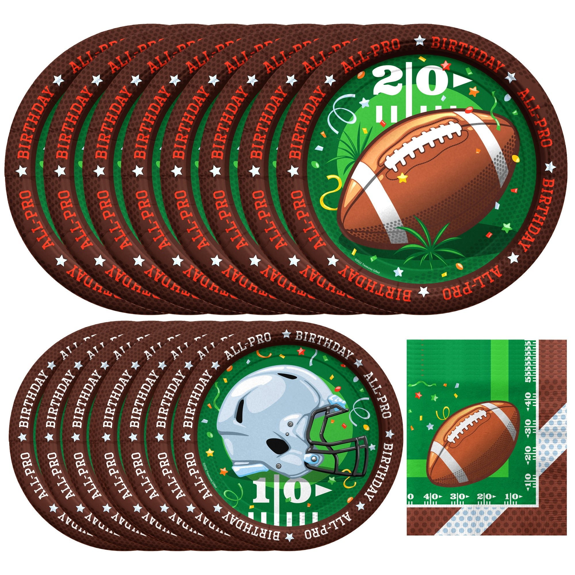 Football Birthday Party Supplies Dinnerware Starter Set for 16 Guests ...