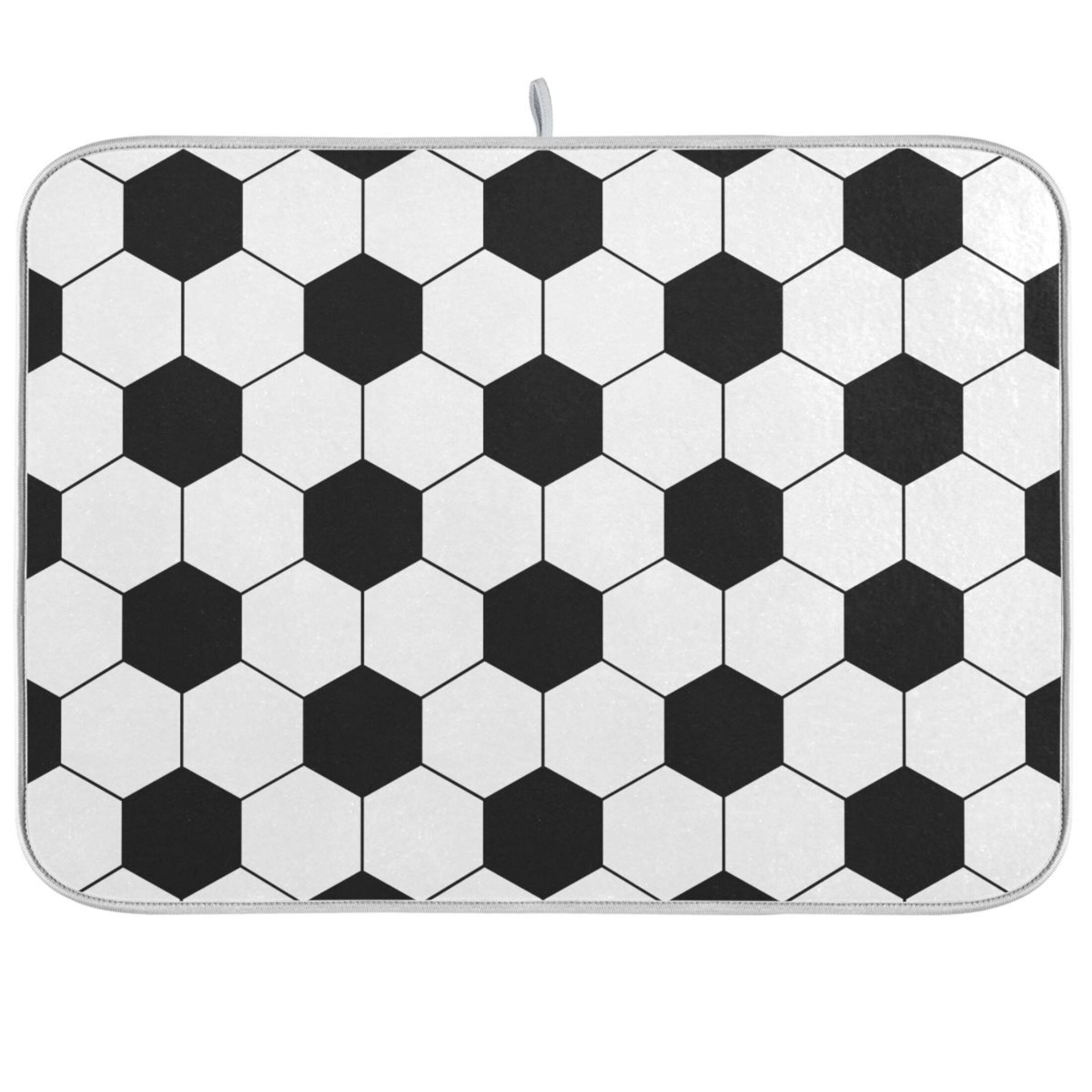 Football Black and White Dish Drying Mat Microfiber Kitchen Mats Large ...