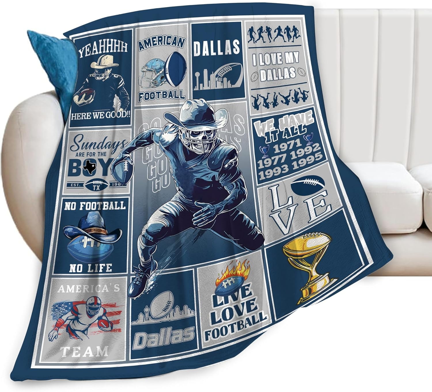 Football Blanket American Football Sport Team Throw Blanket Soft ...