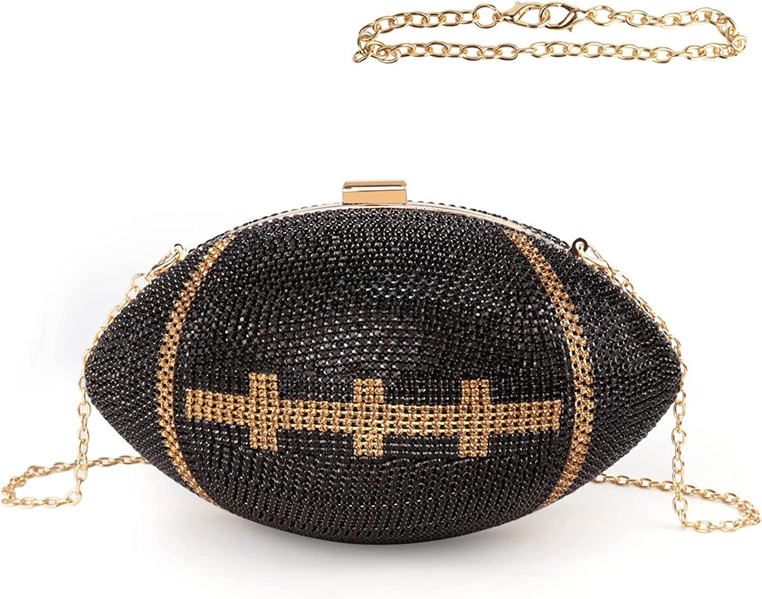 Football Bling Purse Rhinestone Clutch Purses for Women Crystal Ball ...