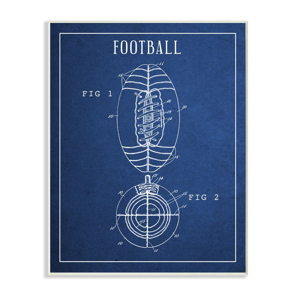 Football Blueprint Vintage Sports Design Oversized Wall Plaque Art by ...