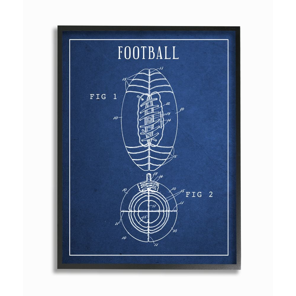 Football Blueprint Vintage Sports Design XXL Framed Giclee Texturized ...