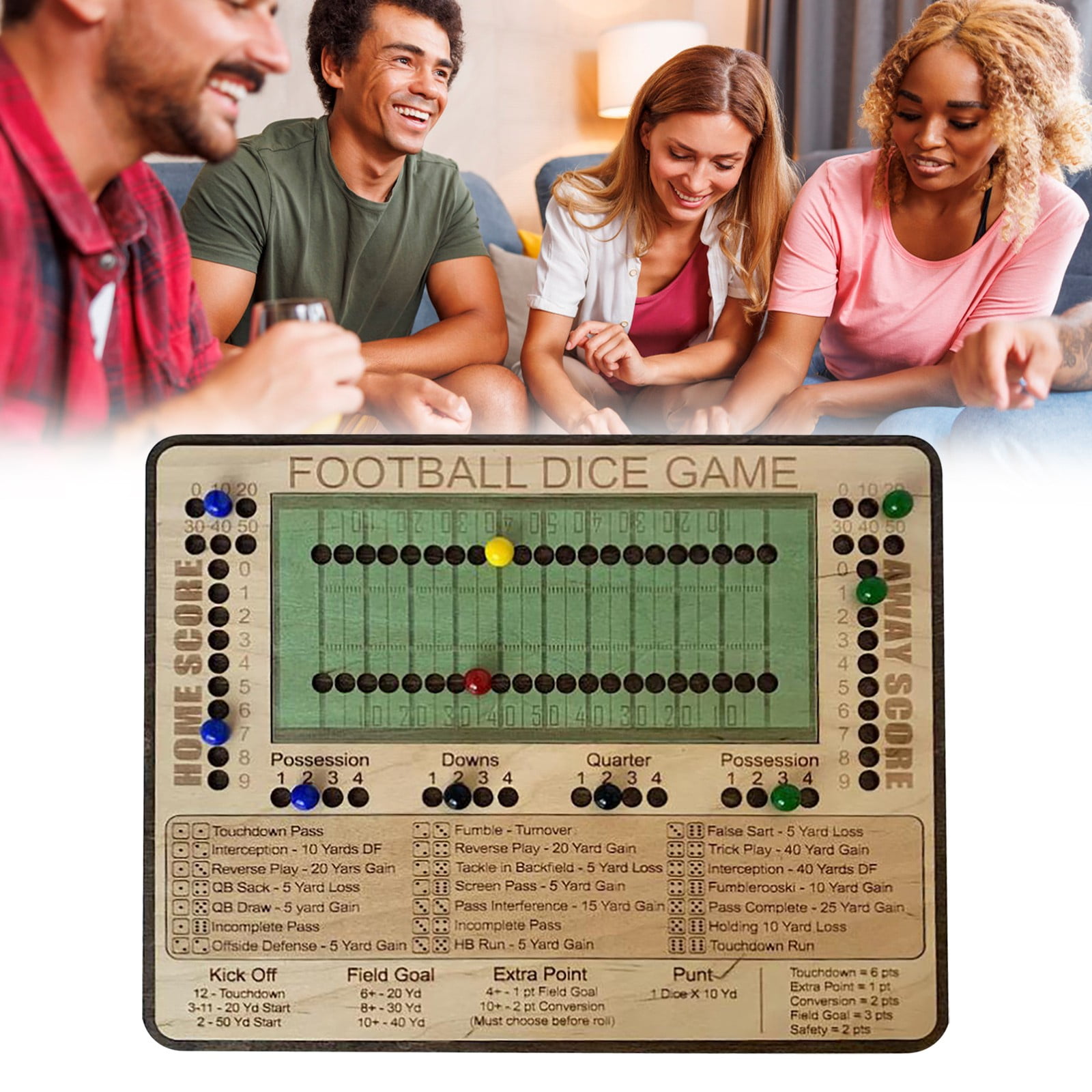 Football Board Game,Football Dice Board Game ,Fun Wooden Tabletop Game ...
