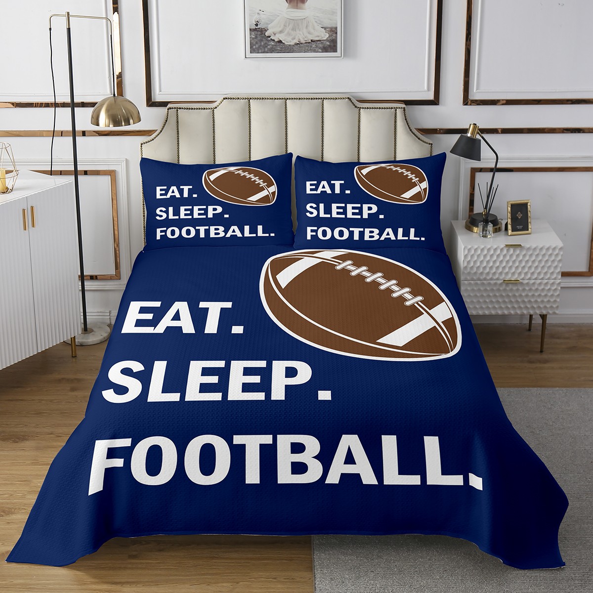 Football Boys Twin Quilt Set Sports Bedspread for Boys Teen Football ...