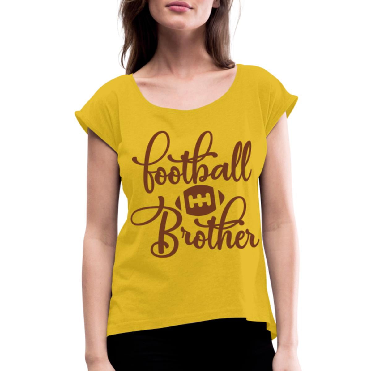 Football Brother Women's Roll Cuff T-Shirt Rolled Sleeve Tee - Walmart.com