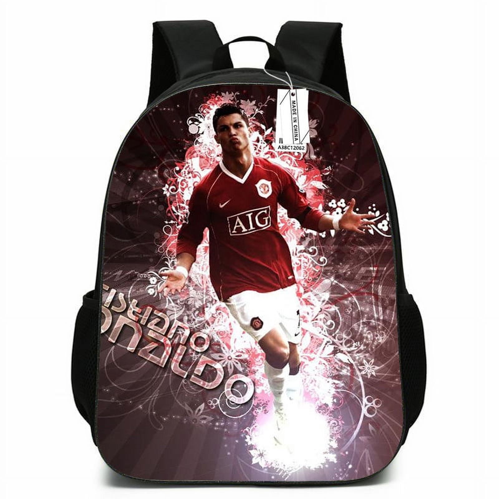 Football C-Luo Peripheral Ronaldo Pattern Backpack Campus Printed ...