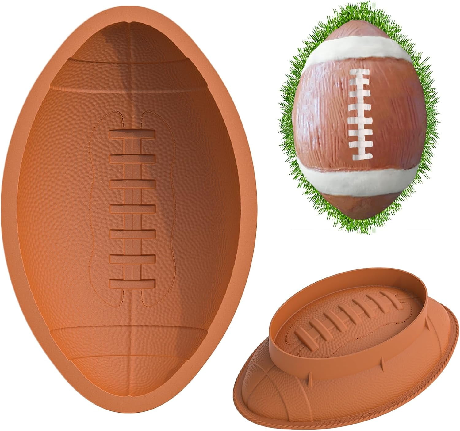 Football Cake Pan Mold, 11.6 Inch 3D Football Shaped Silicone Molds for ...