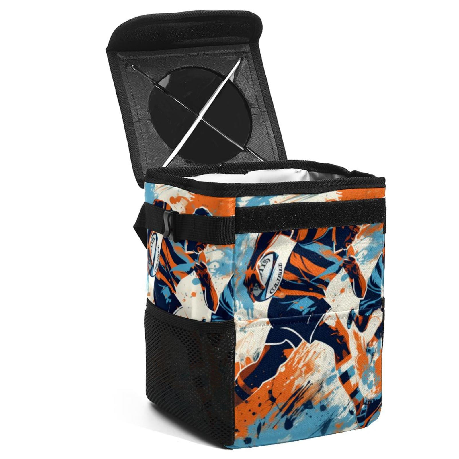 Football Car Trash Can: Foldable, with Lid, Leak-proof, Hanging Storage ...
