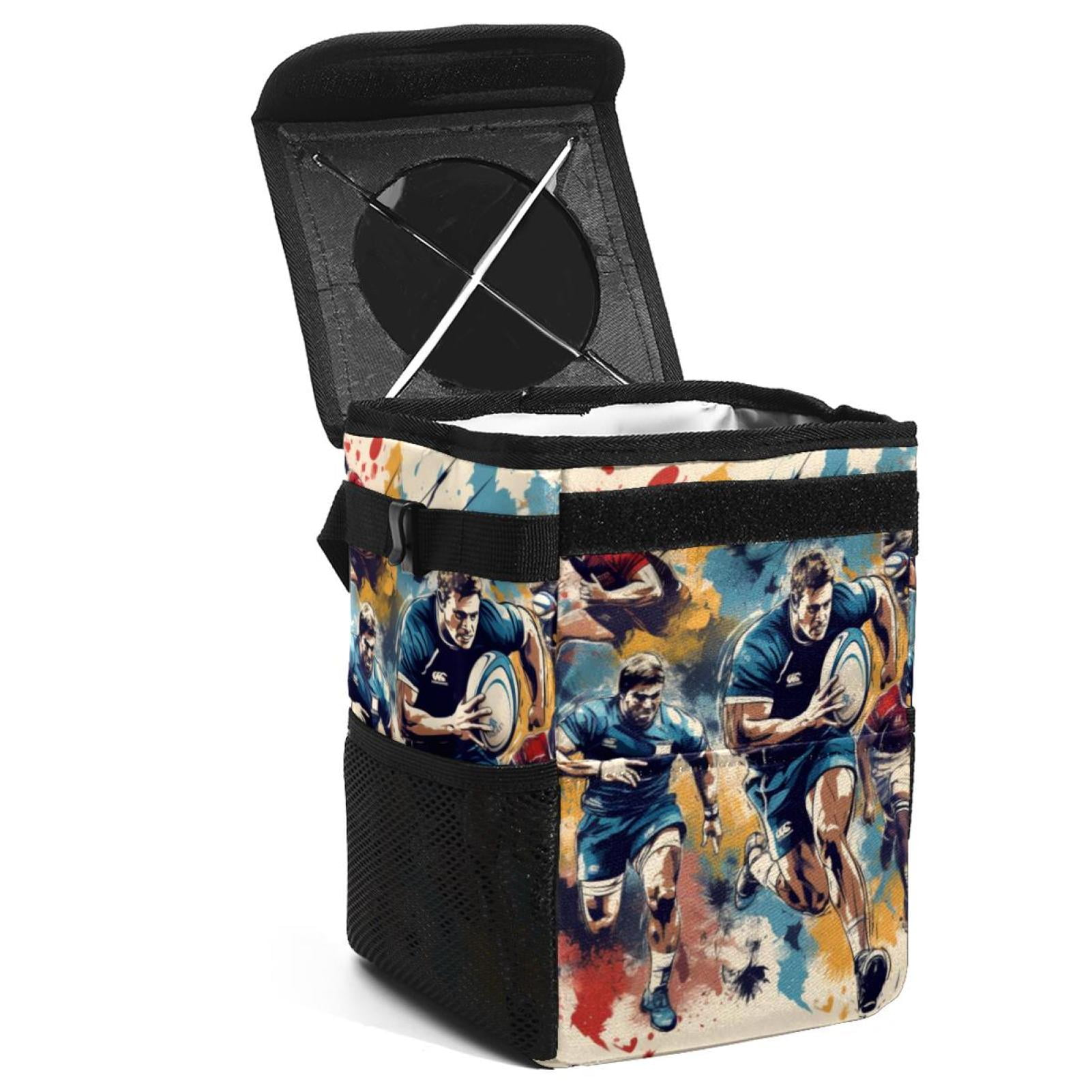 Football Car Trash Can with Foldable Lid, Leak-proof and Hanging ...