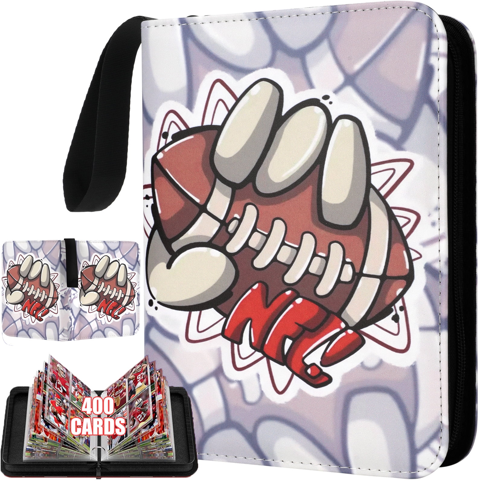 Beerain Football Card Binder, 400 Pockets with Zipper & Waterproof ...