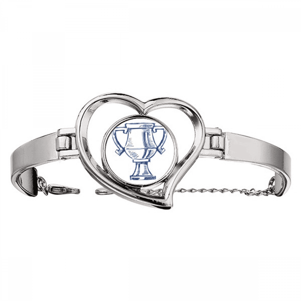 Football Championship Trophy Blue Bracelet Heart Jewelry Wire Bangle ...