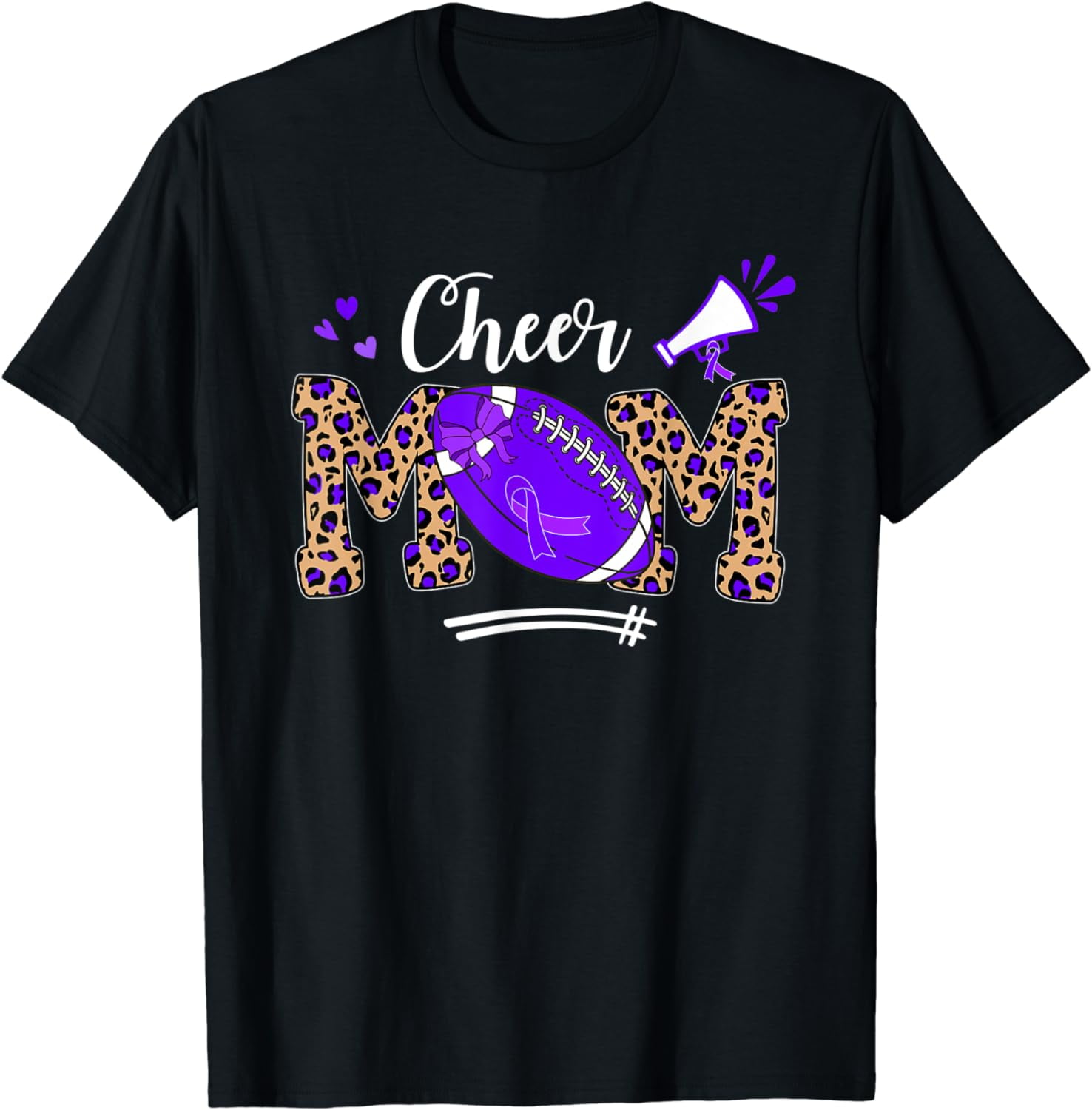 Football Cheer Mom Leopard Pulmonary Hypertension Awareness T-Shirt ...