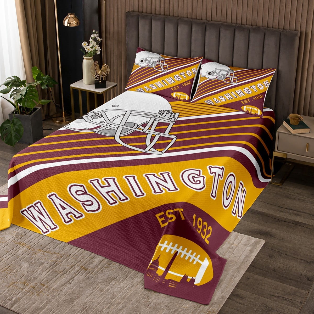 Football City King Quilt Set American Football Bedspread Set Birthday ...