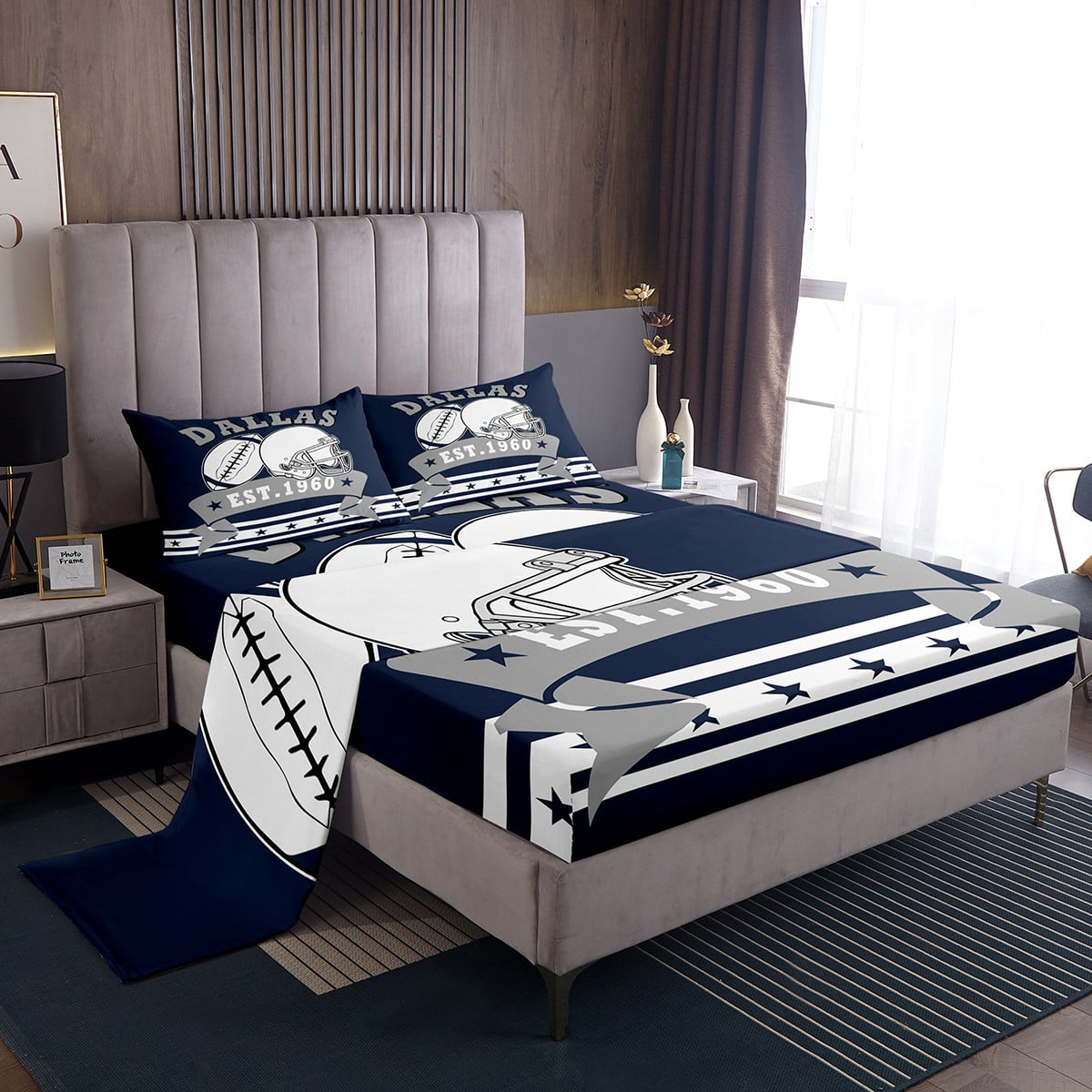 Football City Themed Sheets Twin, Sports Style Bed Sheets Set American ...