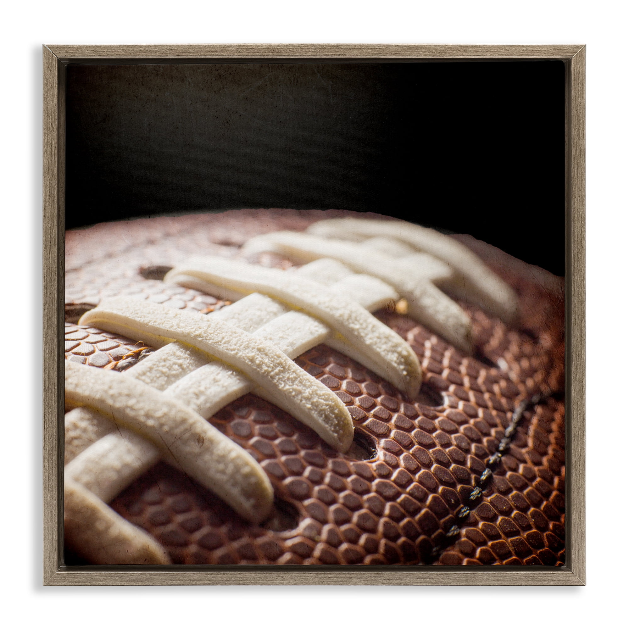 Stupell Industries Football Closeup On Black Brown Framed Floater ...