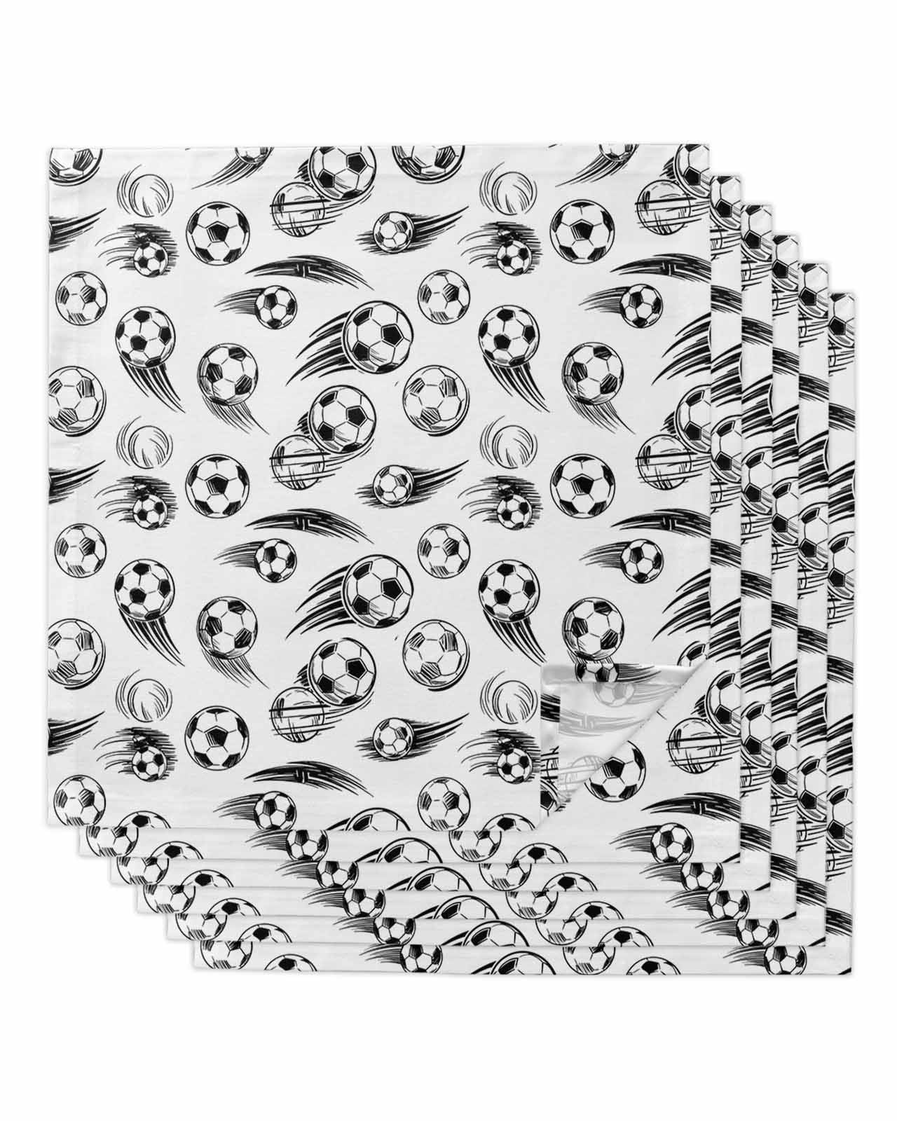 Football Cloth Napkins Set of 6 Reusable Dinner Napkins, Modern Black ...