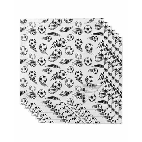 Football Cloth Napkins Set of 6 Reusable Dinner Napkins, Modern Black ...