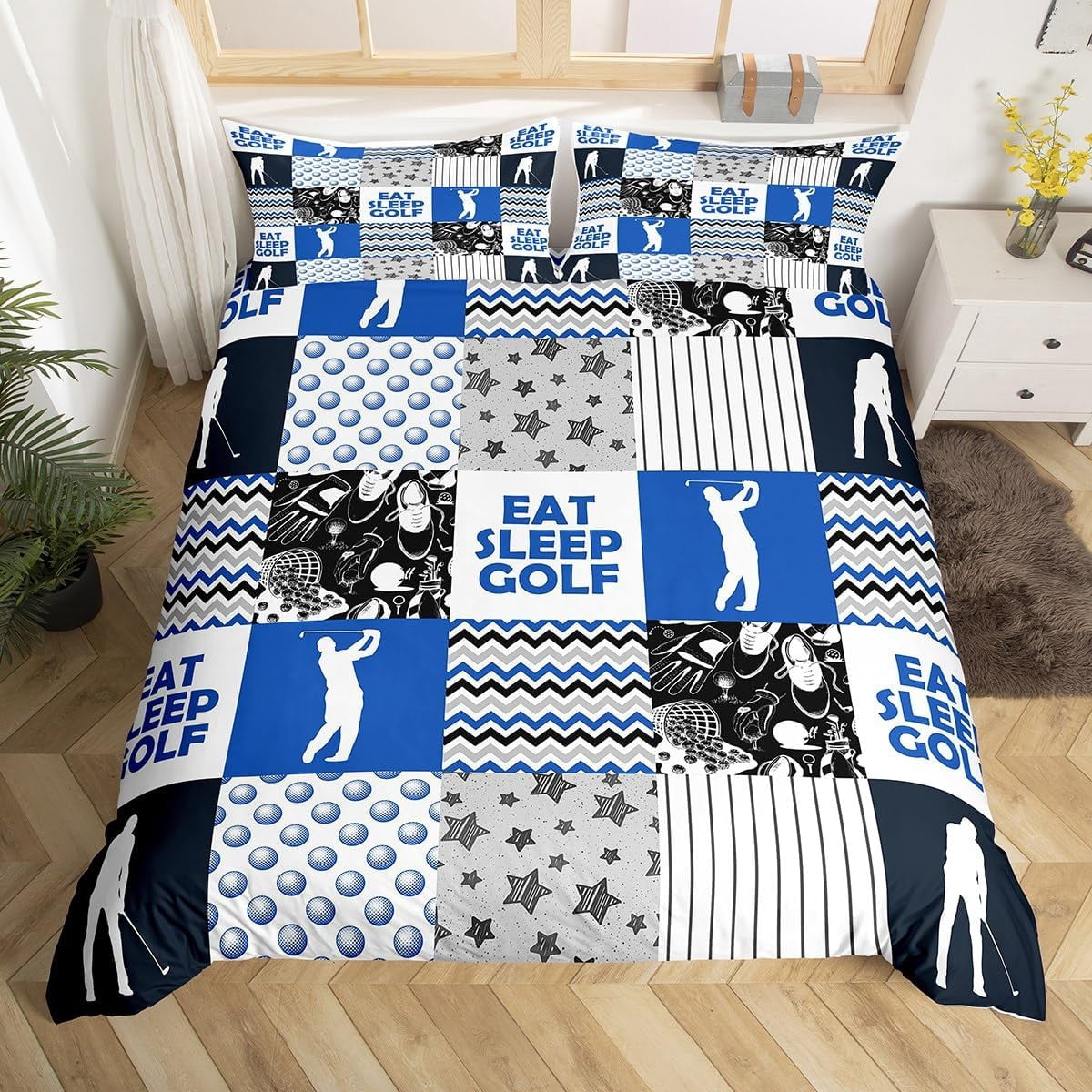 Football Comforter Cover for Boys Girls Cartoon Soccer Bed Set, Black ...