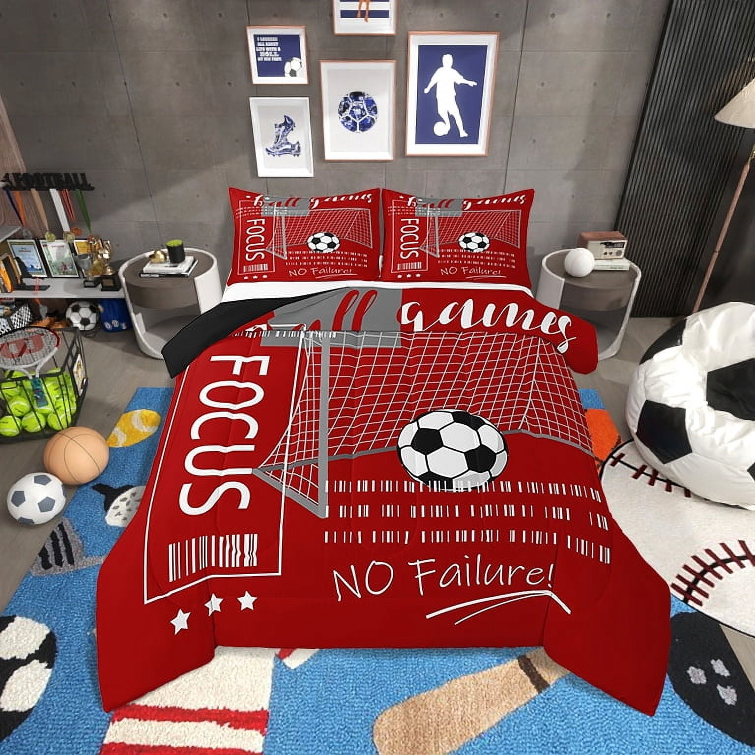 Football Comforter Set King Size Soccer Sports Bedding Sets Teens ...