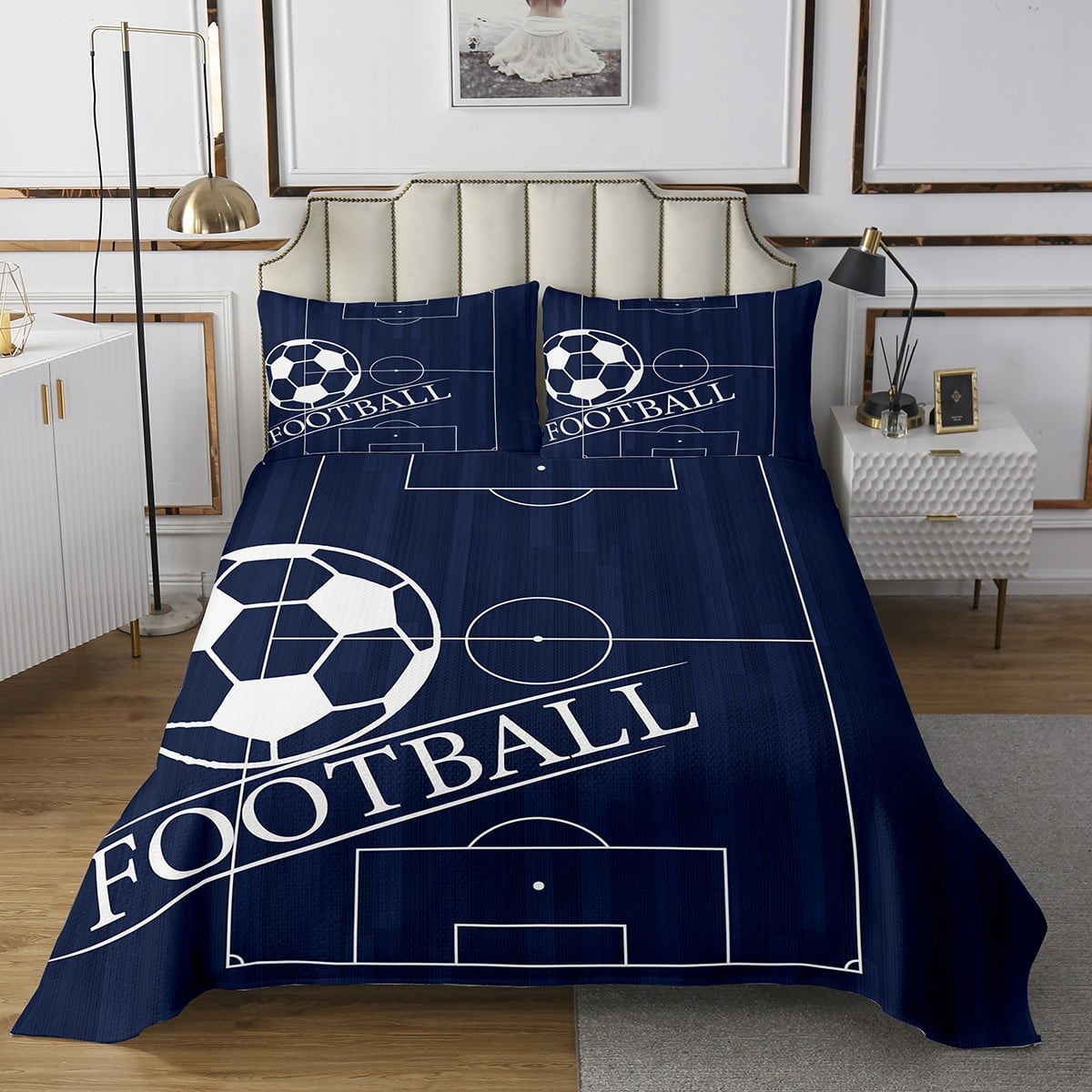 Football Coverlet King Size Sports Theme Bedding Set, Ball Gamer ...