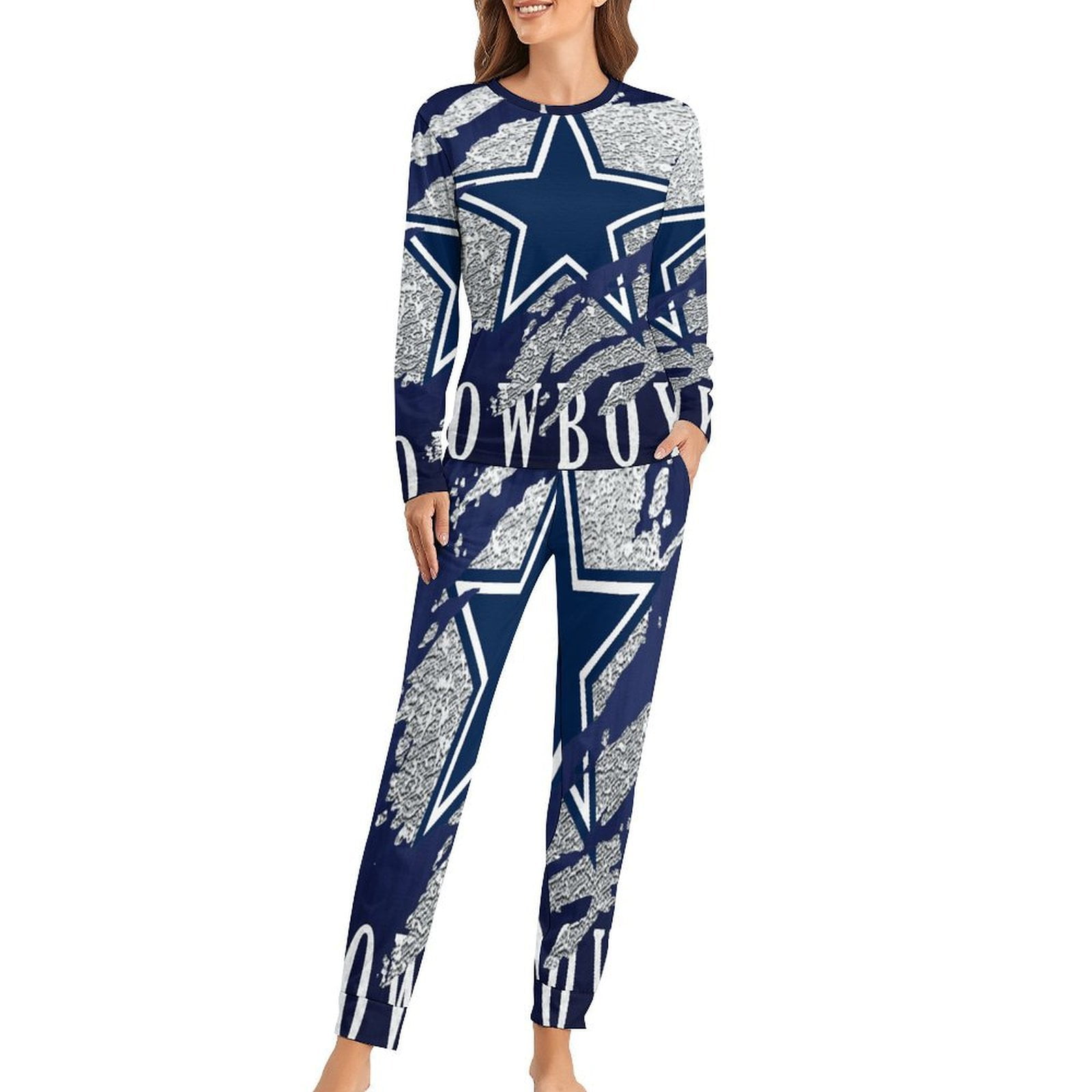 Football Cowboys Printed Pajama Set for Couples, Women, Men, Long ...