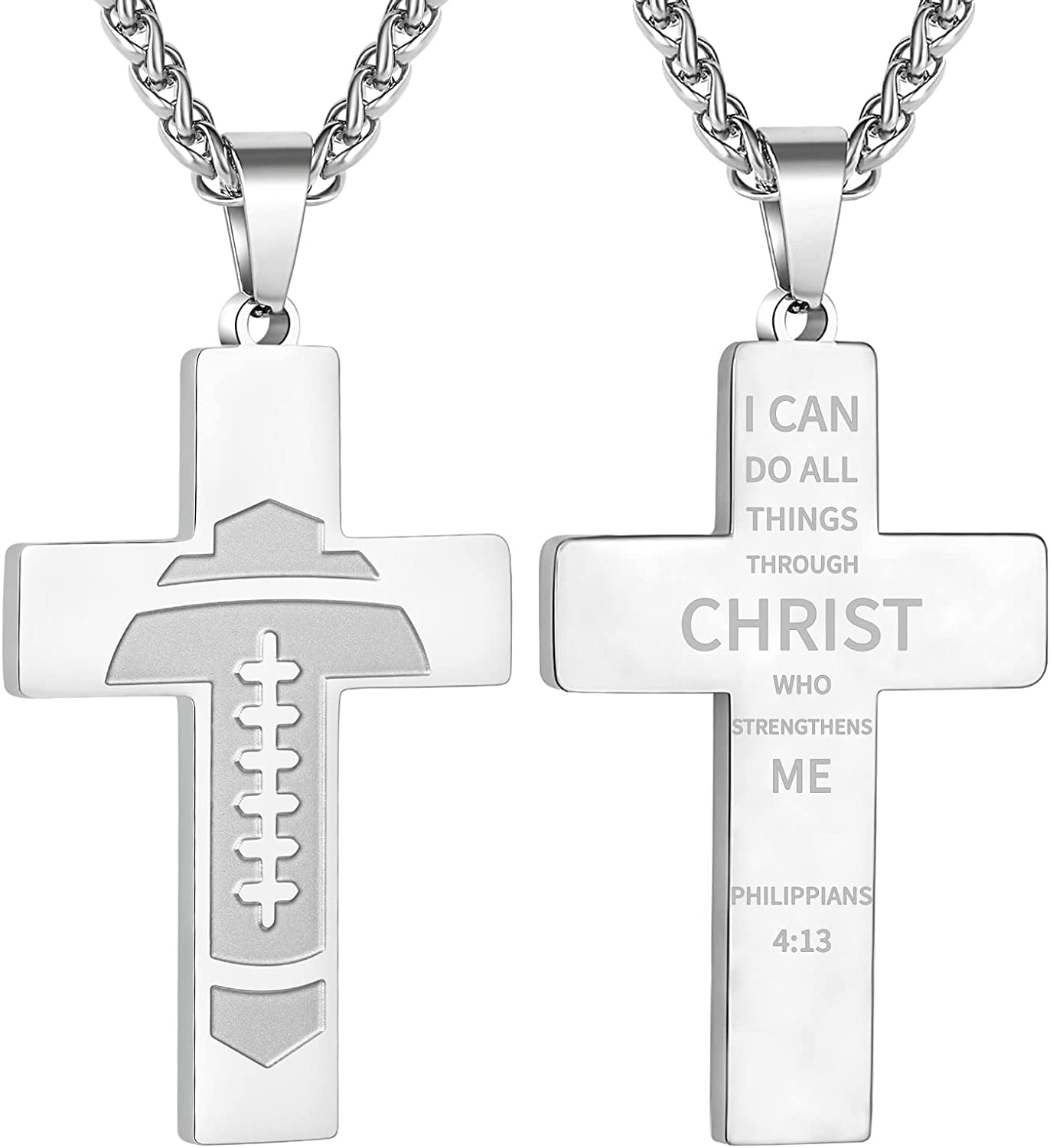 Football Cross Necklace for s Men Stainless Steel Cross Pendant Chain ...