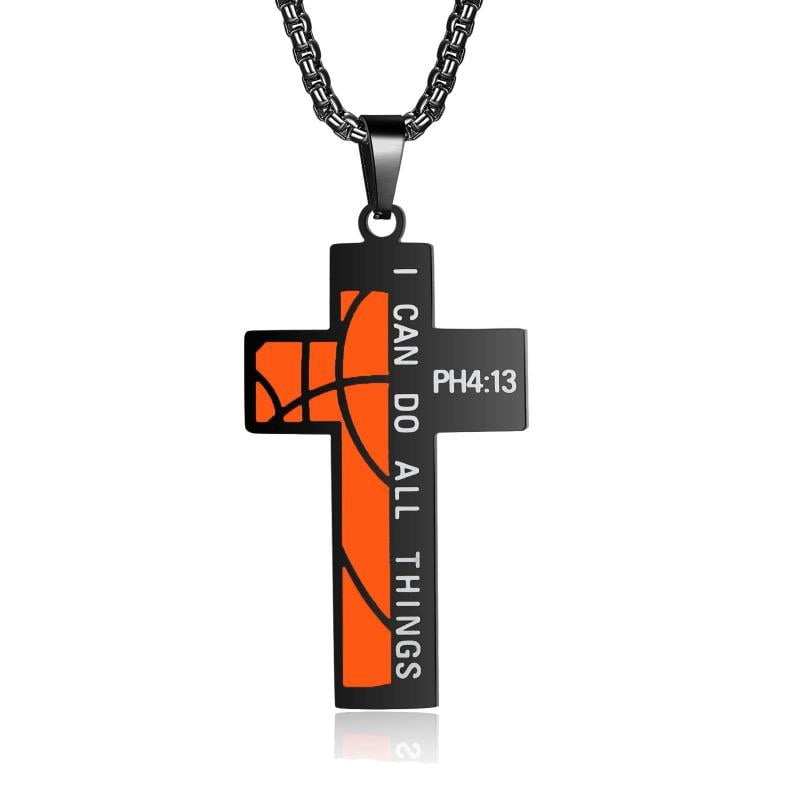 Football Cross Necklace for Men Bible Verse I CAN DO All Things ...