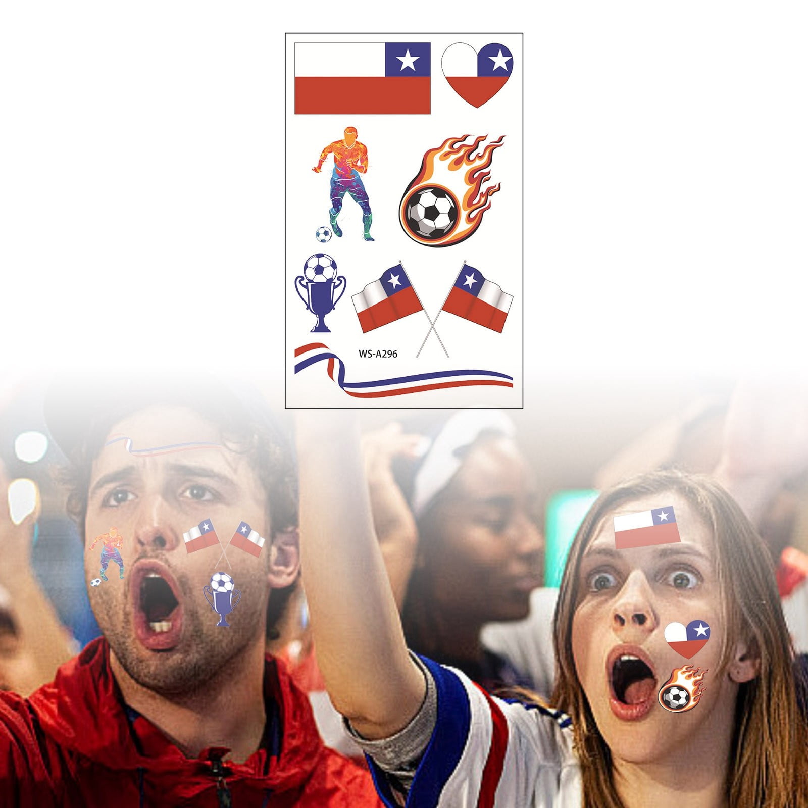 Football Cup Sticker And Sweat Disposable Face And Arm Sticker European ...