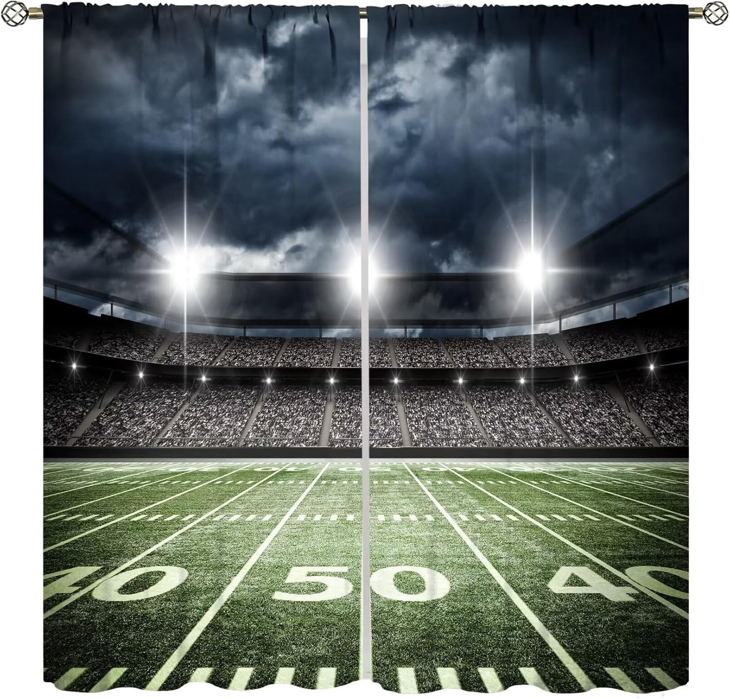 Football Curtains Boys Bedroom Room Curtains Sports Kids Arena Stadium ...