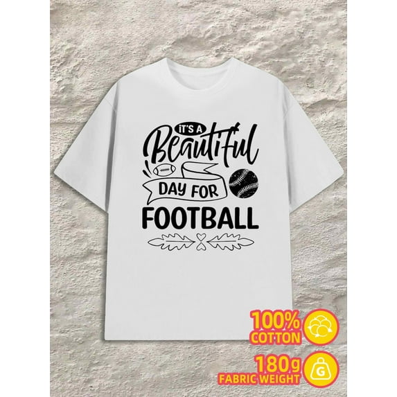 Football Day Tee men's white 180G 100% Cotton Regular Fit,Everyday Comfort,Comfortable ...
