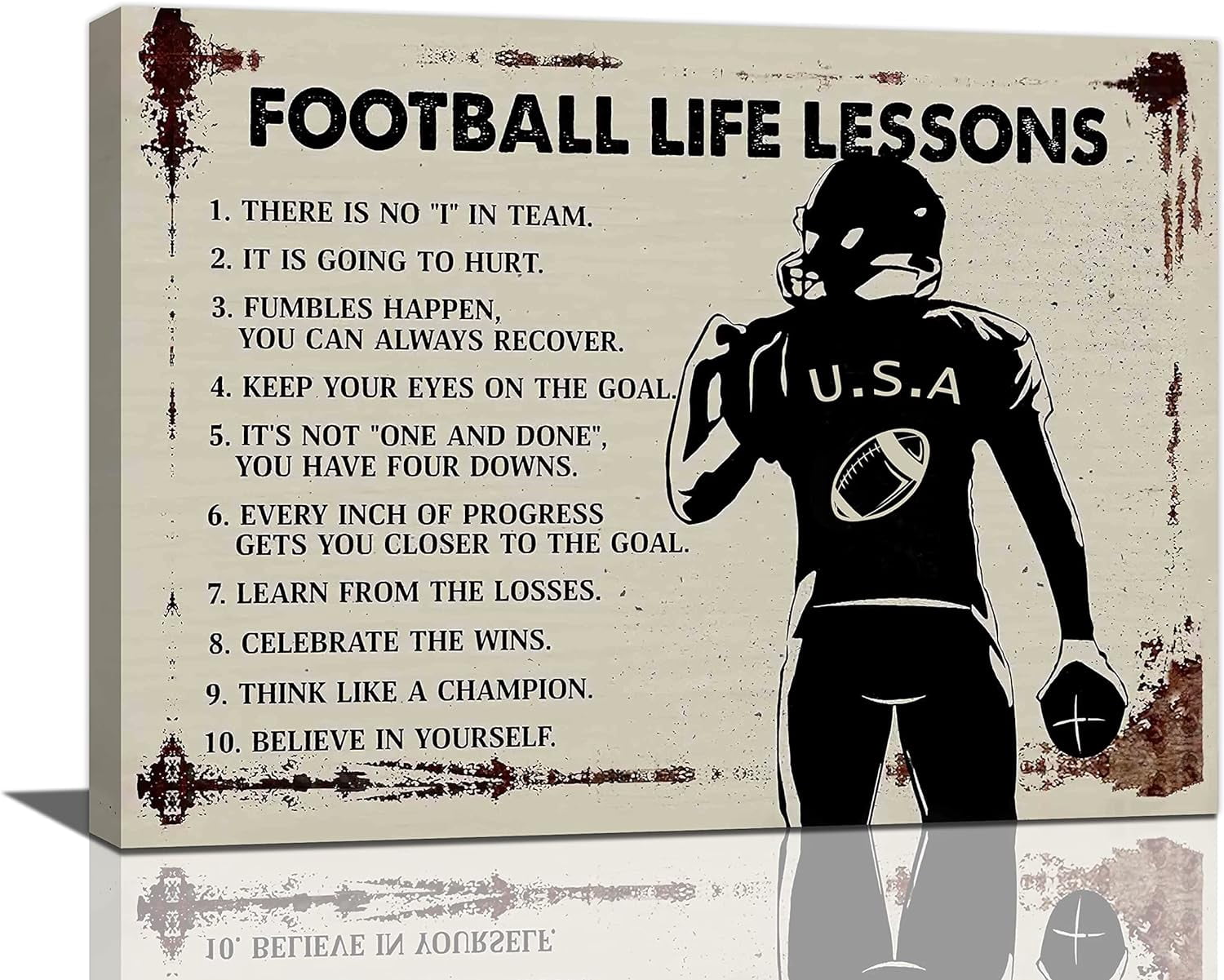 Football Decor Wall Art Inspirational Quotes Sports Football Player Boy ...