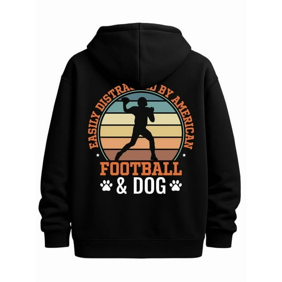 Football & Dog hoodies & sweatshirt men regular fit black Sporty ...
