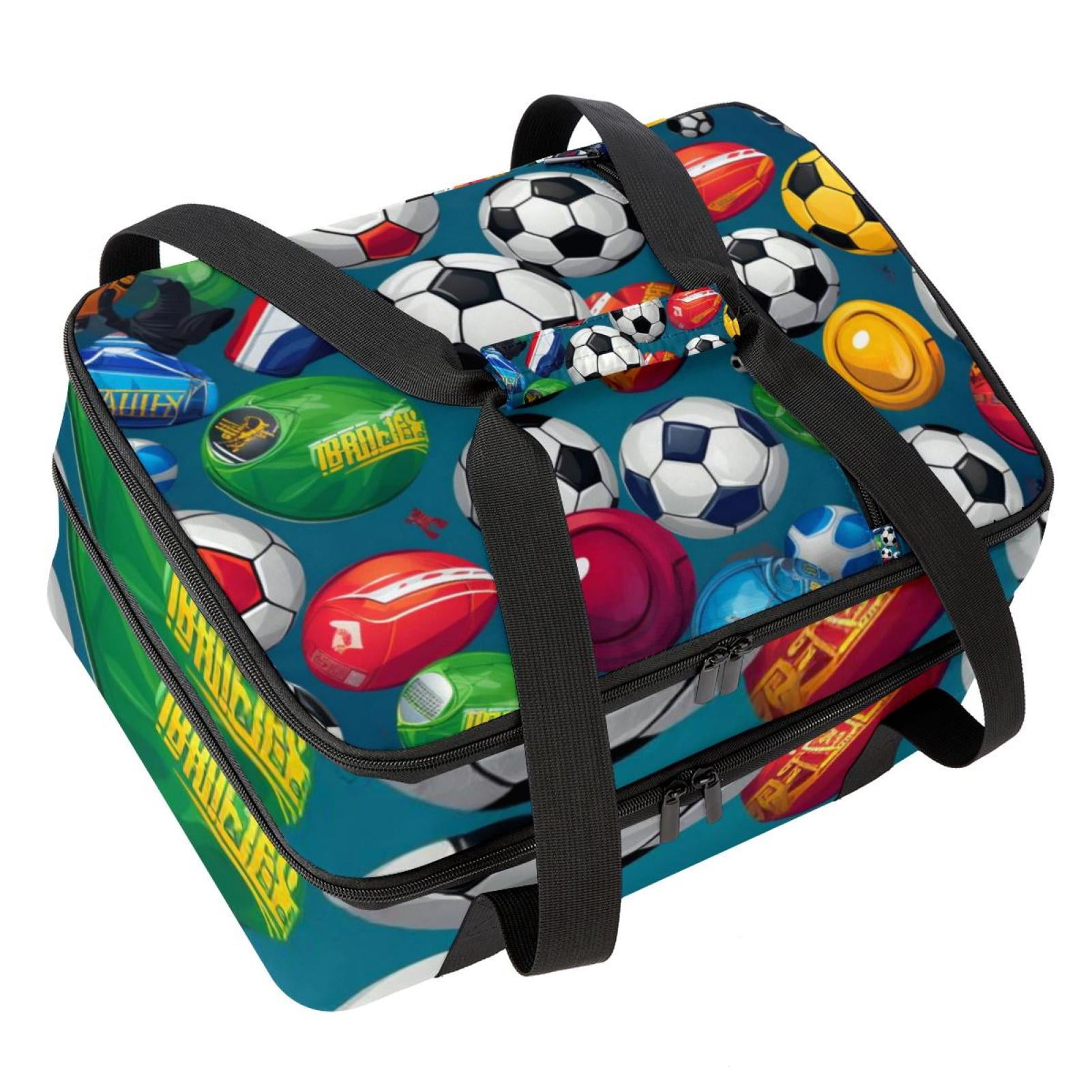 Football Double Layered Insulated Lunch Bag with Two Compartments ...