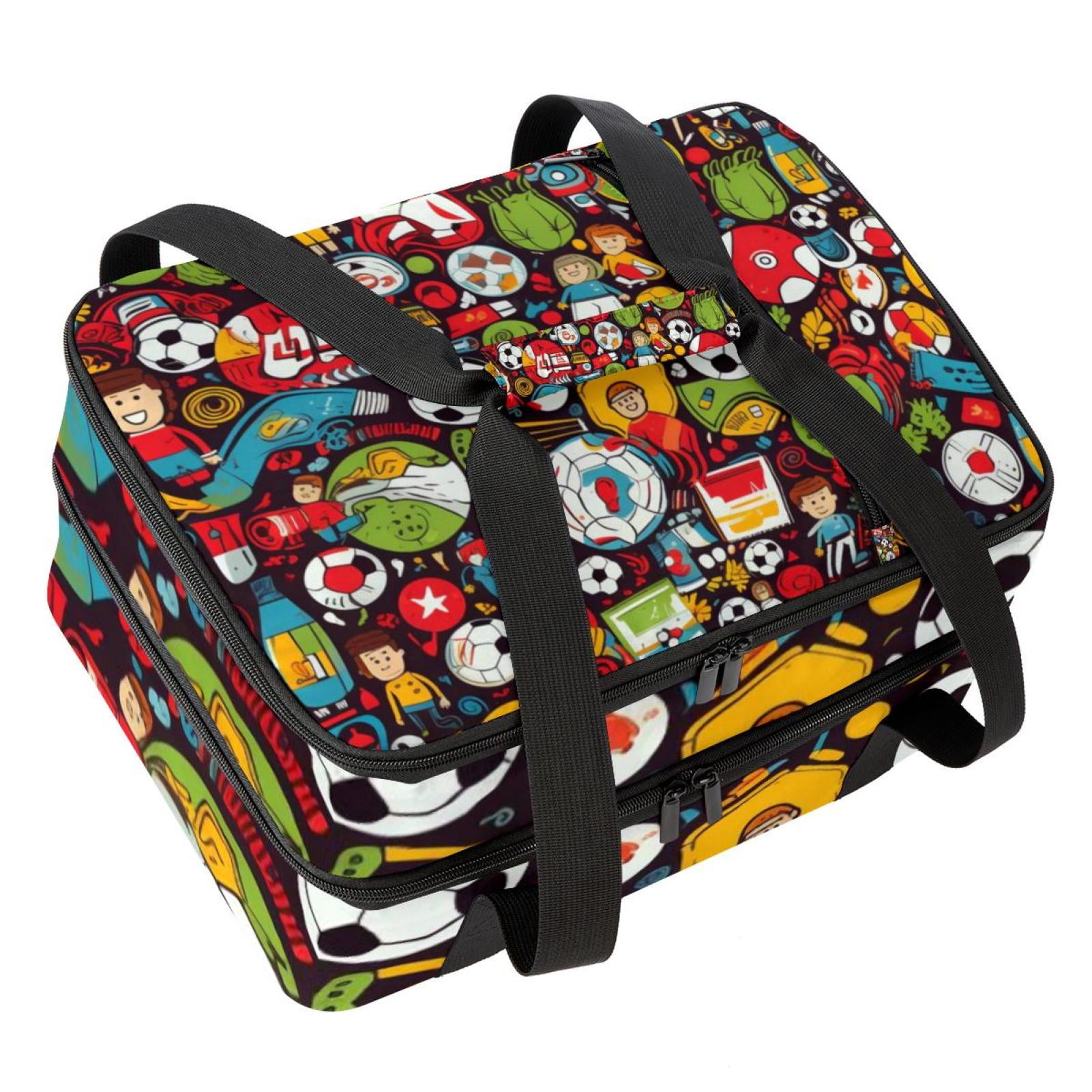 Football Double Layered Insulated Lunch Bag with Two Compartments ...