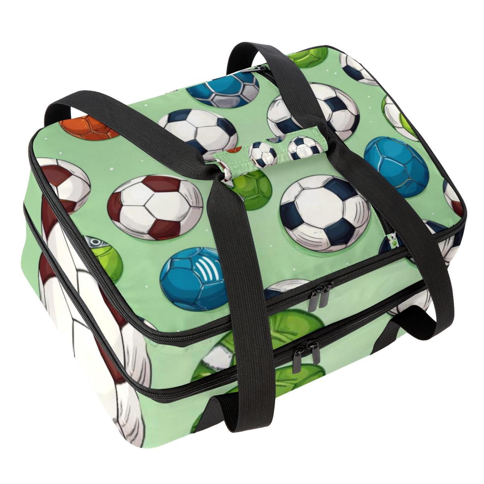 Football Double Layered Insulated Lunch Bag with Two Compartments ...