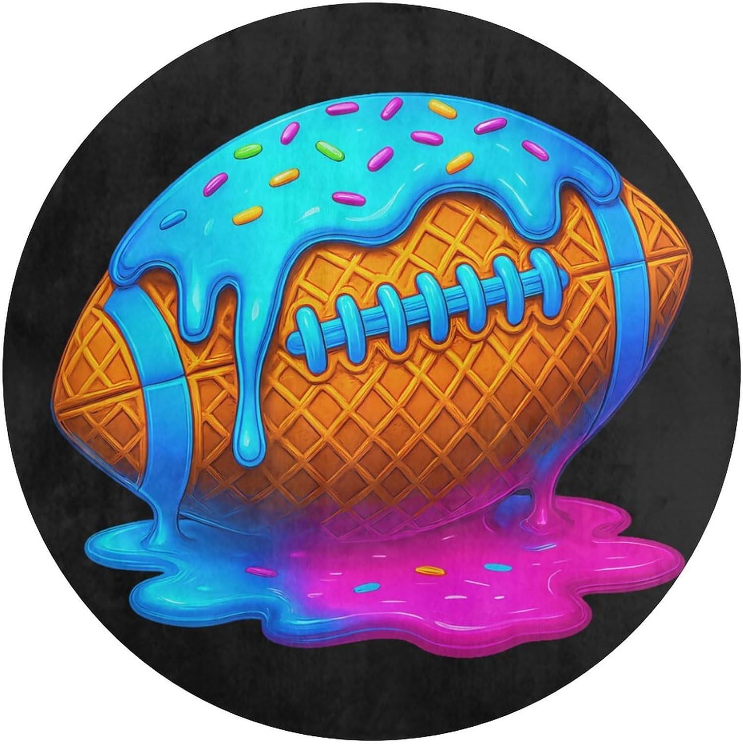Football Drip Game Day Soft Non-Slip Area Rugs Round Coral Velvet Floor ...